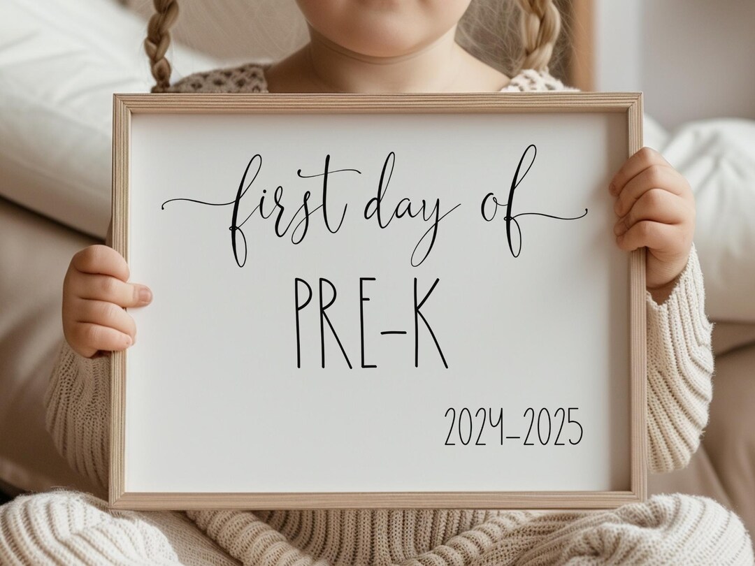 First Day of Pre-k Sign PRINTABLE Back to School Sign Photo Prop - Etsy