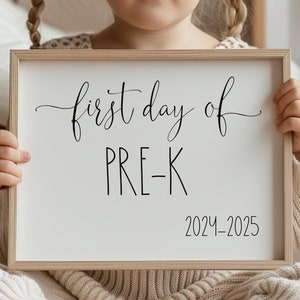 First Day of Pre-k Sign PRINTABLE Back to School Sign Photo Prop - Etsy