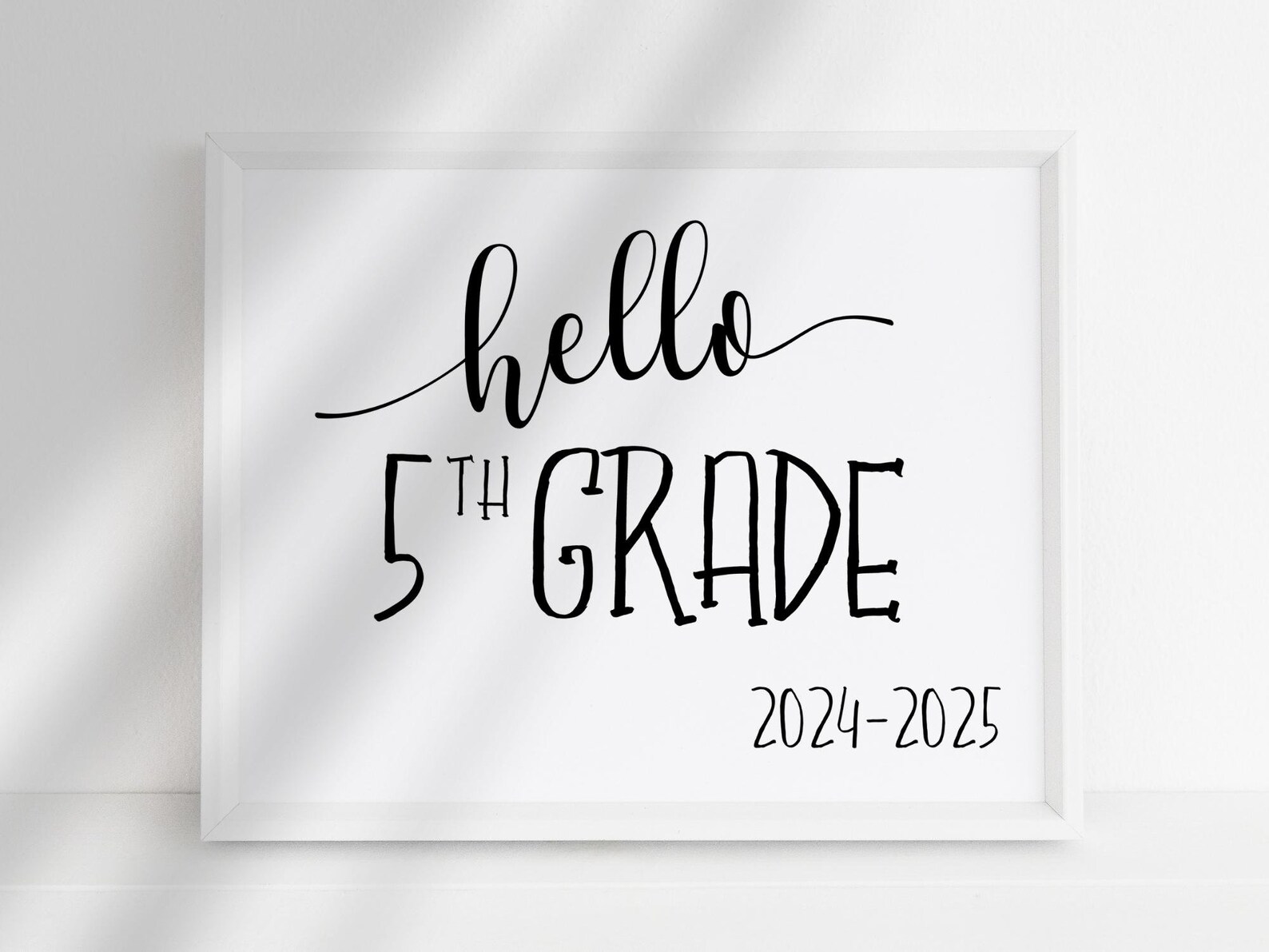 Hello 5th Grade Sign, First Day of 5th Grade, PRINTABLE, Instant ...