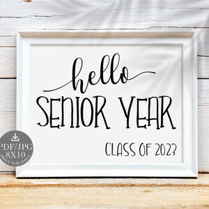 Hello Senior Year Sign First Day of Senior Year PRINTABLE - Etsy