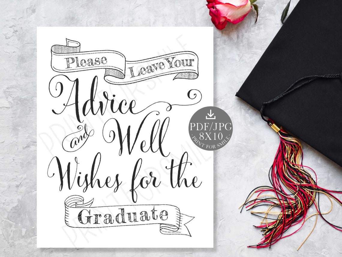 Advice and Well Wishes for the Graduate Sign Graduation Party - Etsy