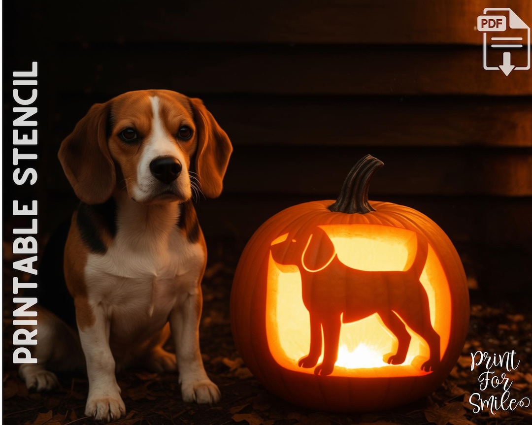 Beagle Pumpkin Carving Stencil, Dog Stencil, Printable Halloween ...