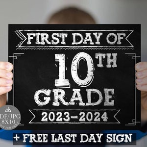First Day of 10th Grade Sign PRINTABLE Tenth Grade School Sign - Etsy