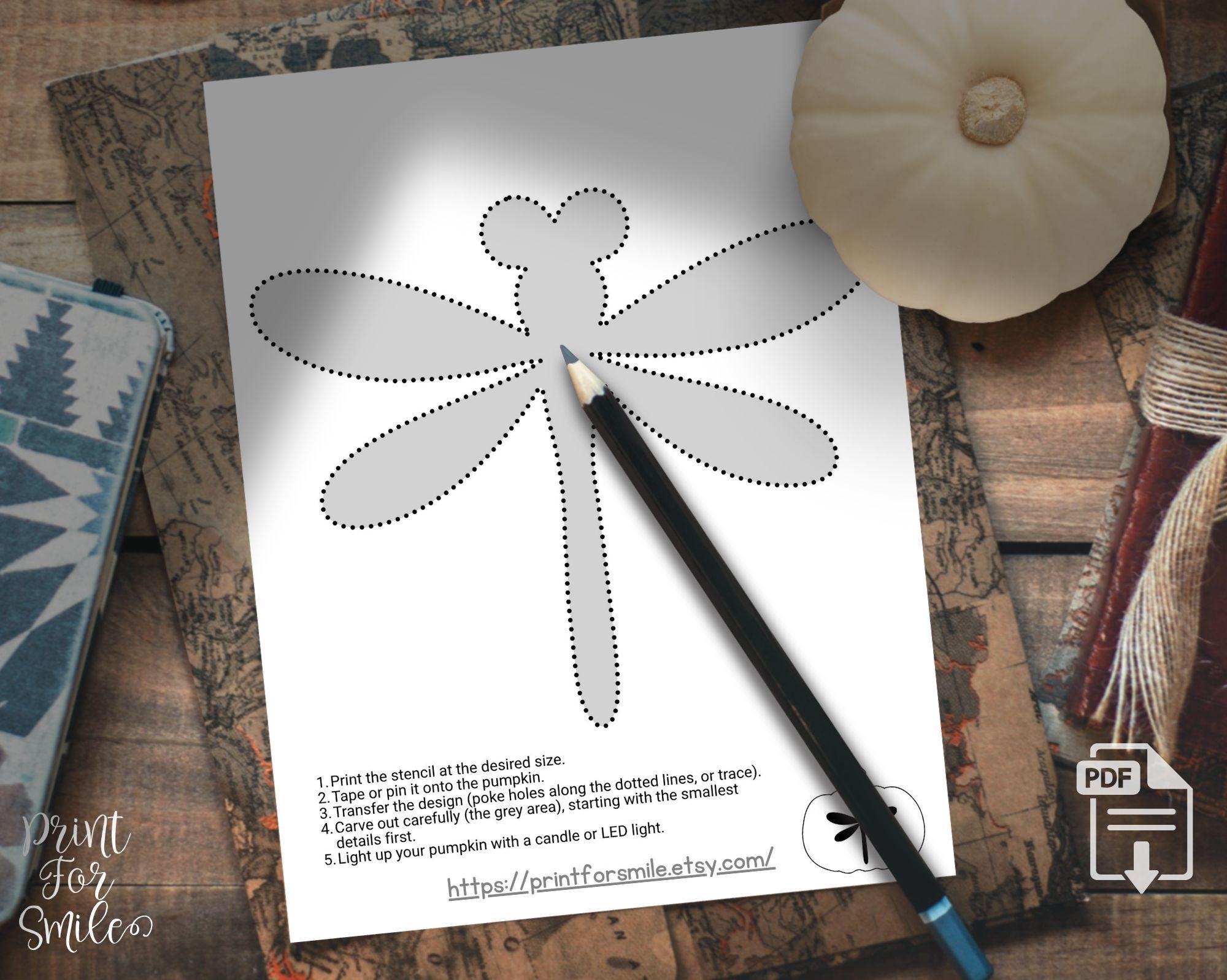 Insect Pumpkin Carving Stencil Set - Butterfly, Grasshopper, Bee, Moth ...