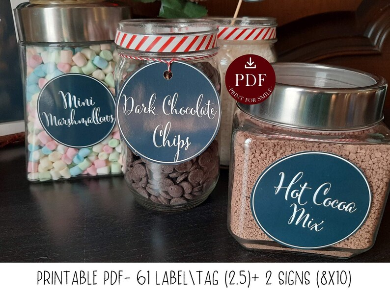 Hot Chocolate Bar Labels Sign PRINTABLE Tags - Etsy