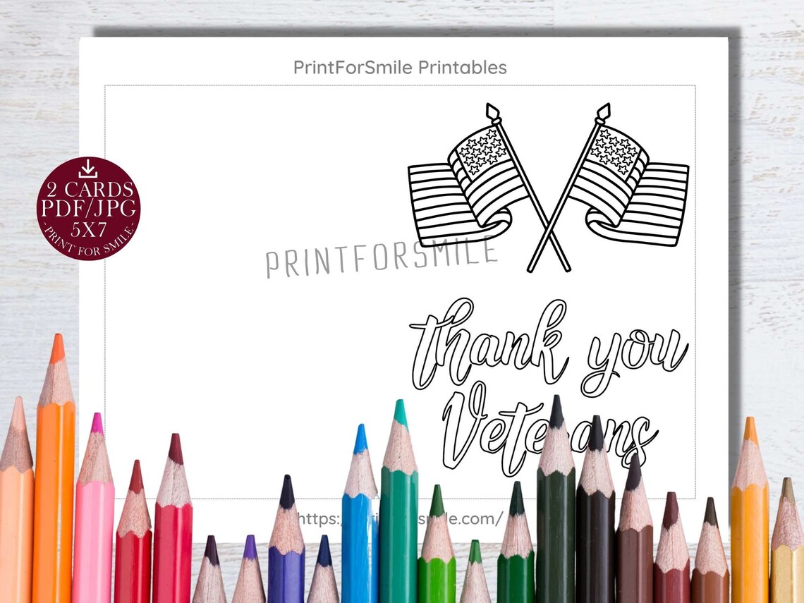 Veterans Day Coloring Card PRINTABLE - Etsy