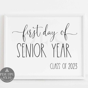 First Day of Senior Year Sign PRINTABLE - Etsy