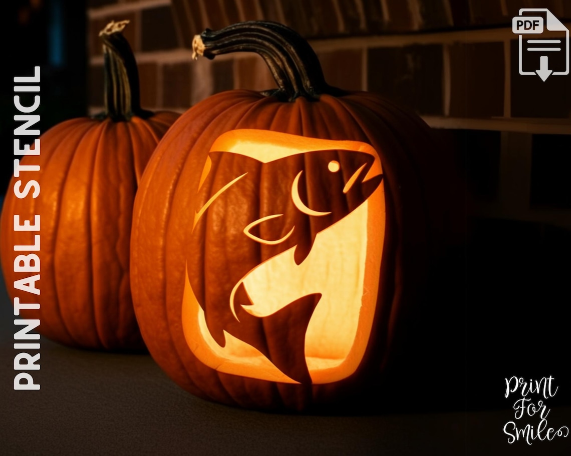 Fish Pumpkin Carving Stencil Template Ocean Halloween PRINTABLE - Etsy