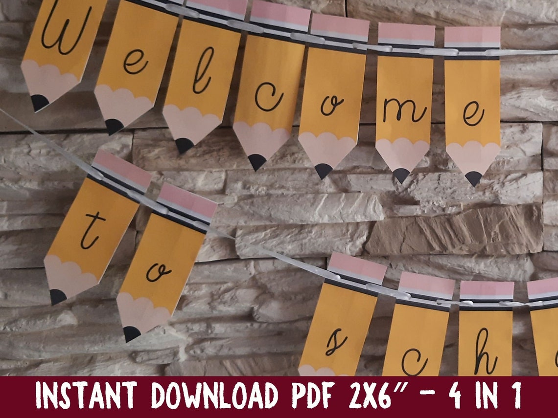 Welcome Back to School Banner Pencil PRINTABLE - Etsy