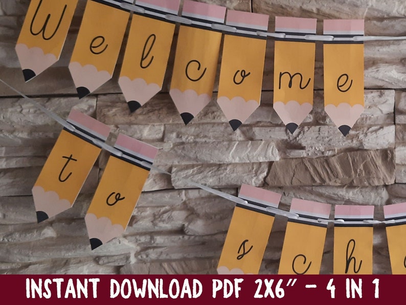 Welcome Back to School Banner Pencil PRINTABLE - Etsy