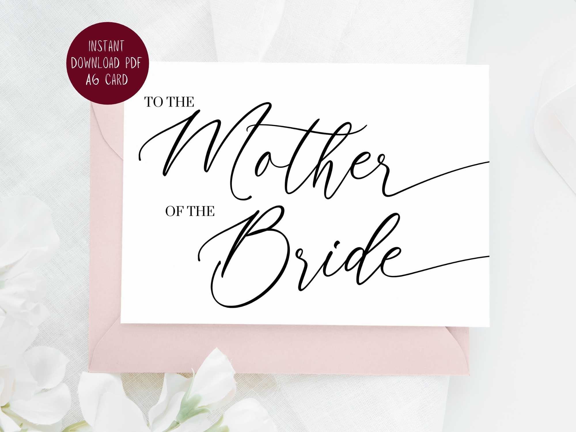 To the Mother of the Bride Wedding Day Card PRINTABLE - Etsy