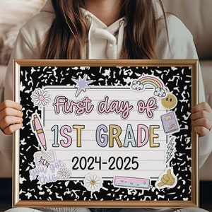 First Day of First Grade Sign Pastel PRINTABLE, First Day of 1st Grade ...