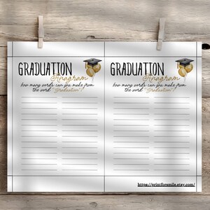 Graduation Anagram Game Printable College Graduation Party - Etsy