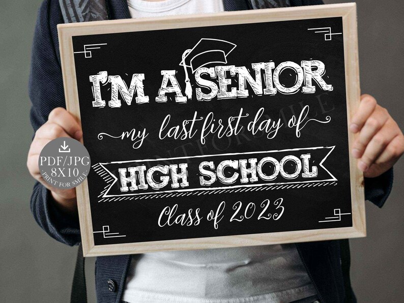 First Day of Senior Year Sign PRINTABLE 12th Grade Sign Class - Etsy