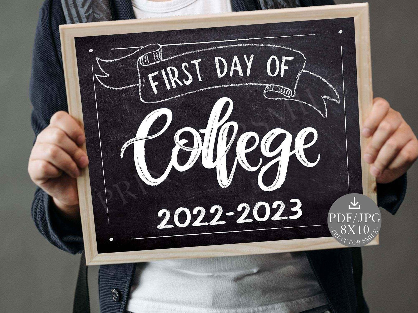 First Day of College Printable Sign Chalkboard 2022 - Etsy