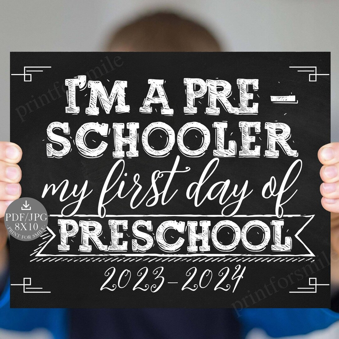 First Day of Preschool Sign PRINTABLE 2023 Chalkboard 1st Day - Etsy