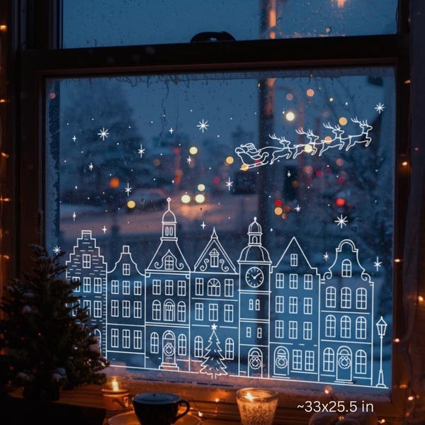 Stilvolle Kreidestift Fenster Vorlage Weihnachten Ebenbild