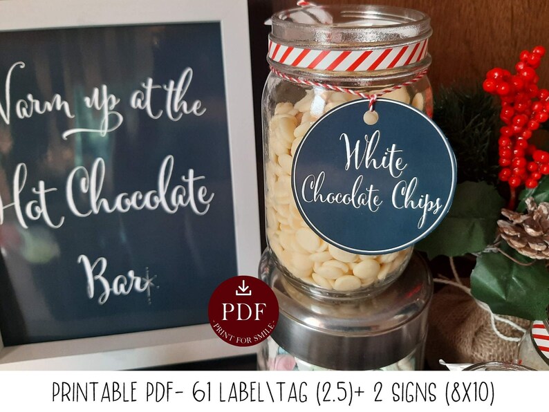 Hot Chocolate Bar Labels Sign PRINTABLE Tags - Etsy