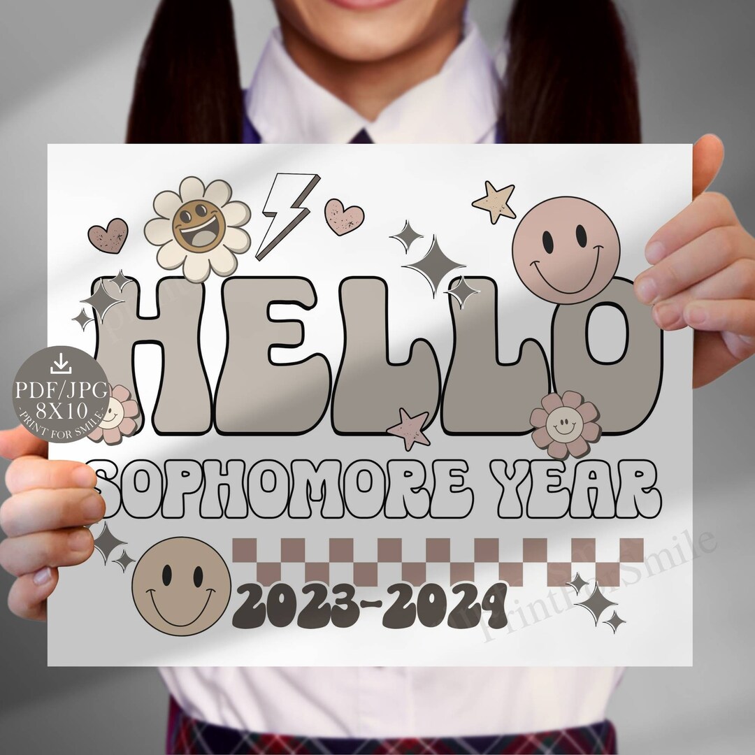 Boho First Day of Sophomore Year Sign PRINTABLE Retro Groovy - Etsy