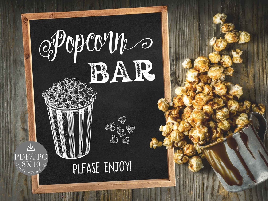 Graduation Popcorn Bar Sign PRINTABLE Graduation Party | Etsy