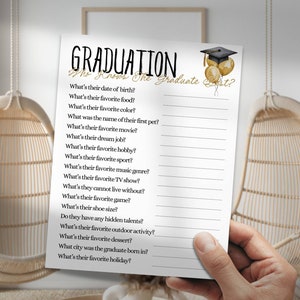 Who Knows the Graduate Best Graduation Game Printable College ...