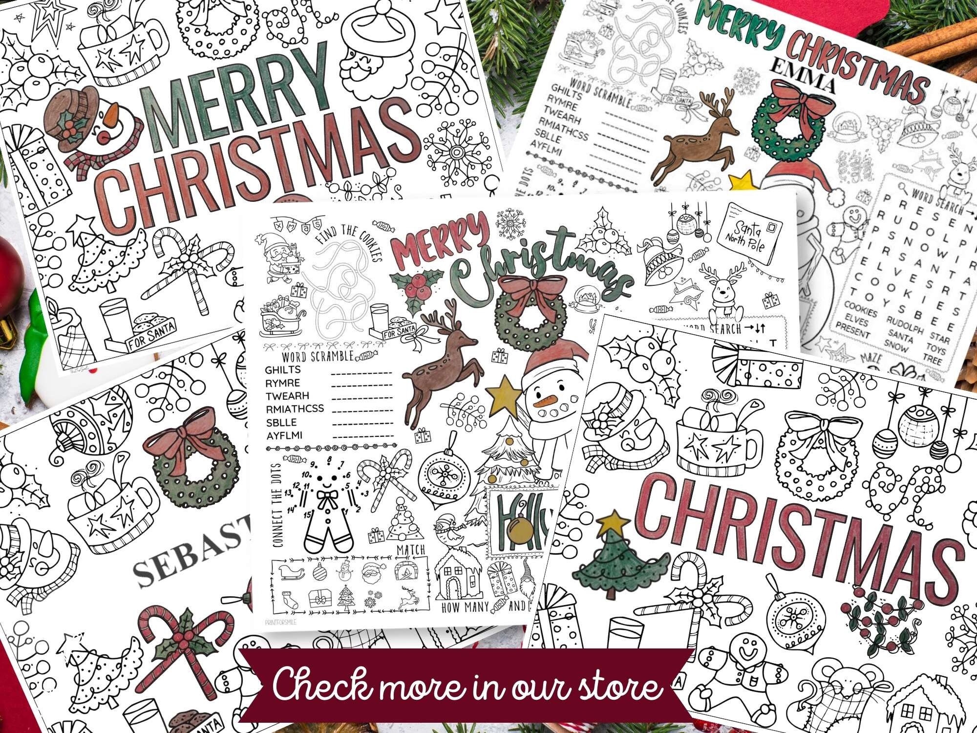 Coloring Christmas Advent Calendar PRINTABLE Page Countdown - Etsy