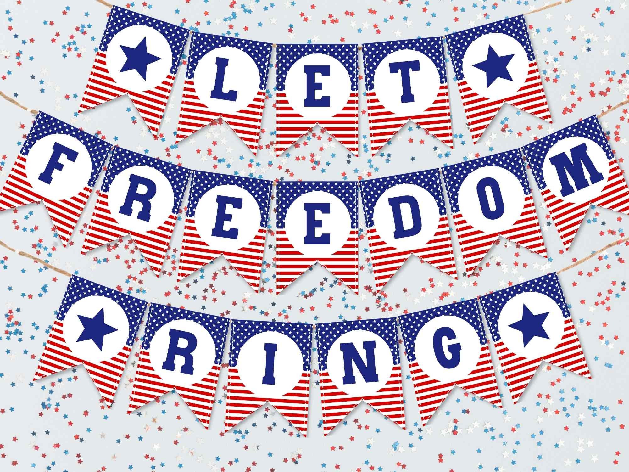 Let Freedom Ring Banner PRINTABLE Patriotic - Etsy