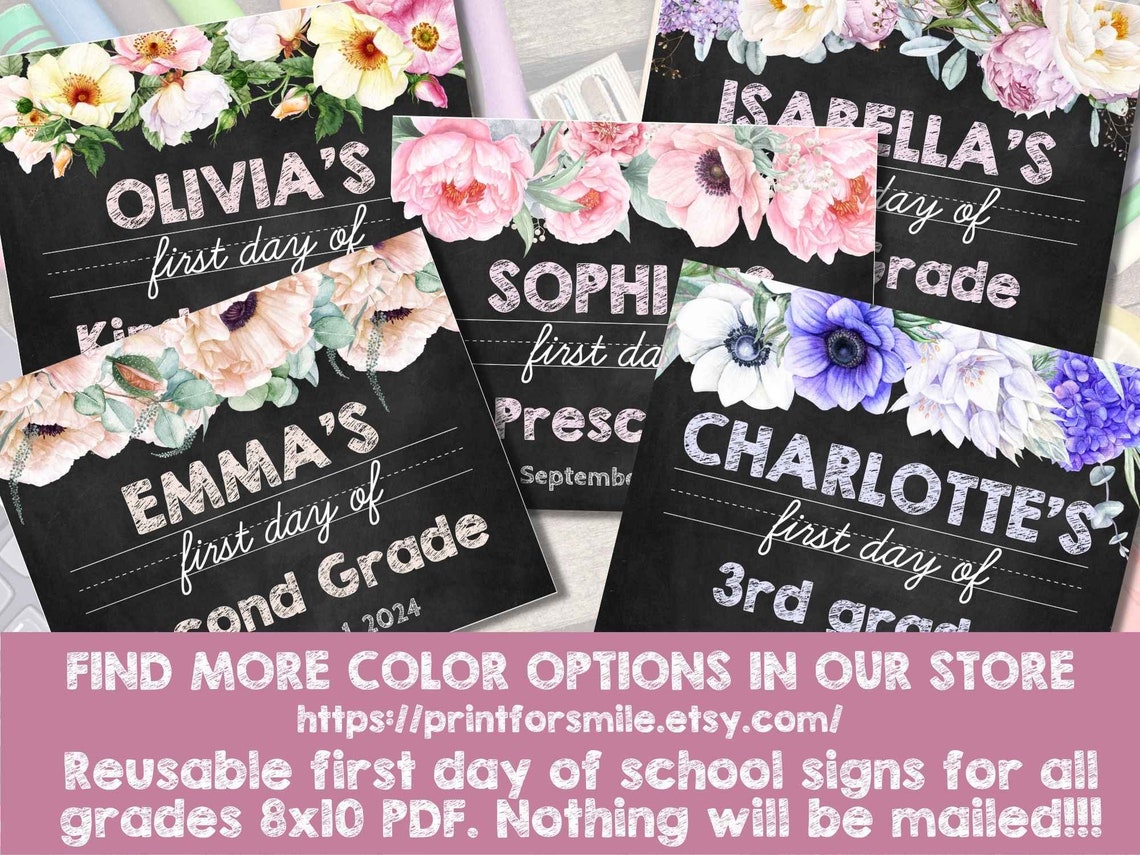 PRINTABLE Editable First Day of School Sign Girl PDF Template - Etsy