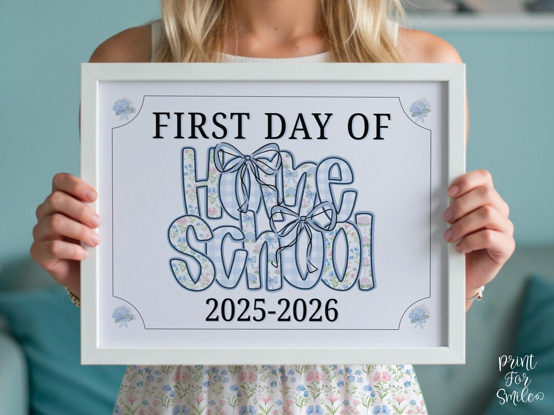 First Day of Homeschool Sign Modern Grandmillennial Cute Whimsical ...