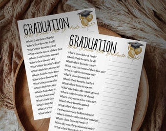 Graduation Party Printable Game Who Knows the Graduate Best Graduation ...
