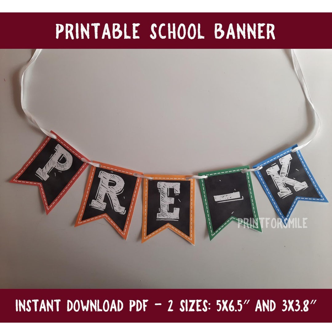 First Day of Pre K Banner PRINTABLE - Etsy
