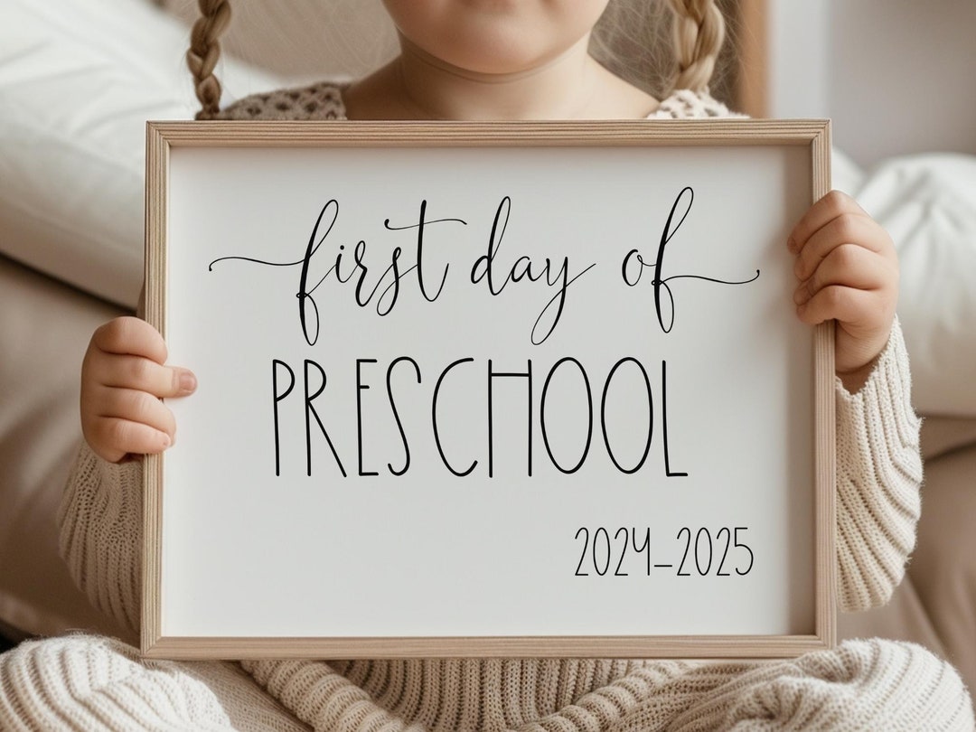 First Day of Preschool Sign PRINTABLE Back to School Sign Photo Prop - Etsy