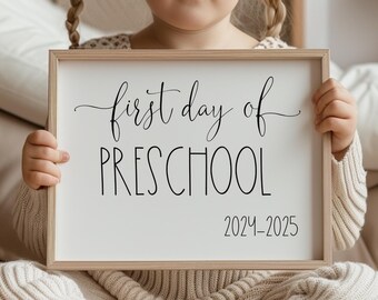 First Day of School Sign, Preschooler, Starting Preschool, Pre-k, 2024 ...