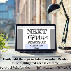 Graduation My Next Chapter Starts at Sign PRINTABLE Party Decorations ...