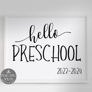 Hello Preschool Sign First Day of Preschool PRINTABLE - Etsy