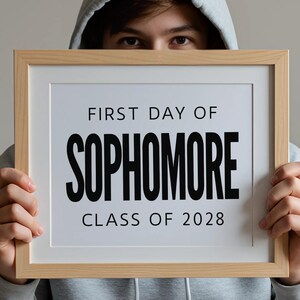Bold First Day of Sophomore Year Sign PRINTABLE 10th Grade Minimalist ...