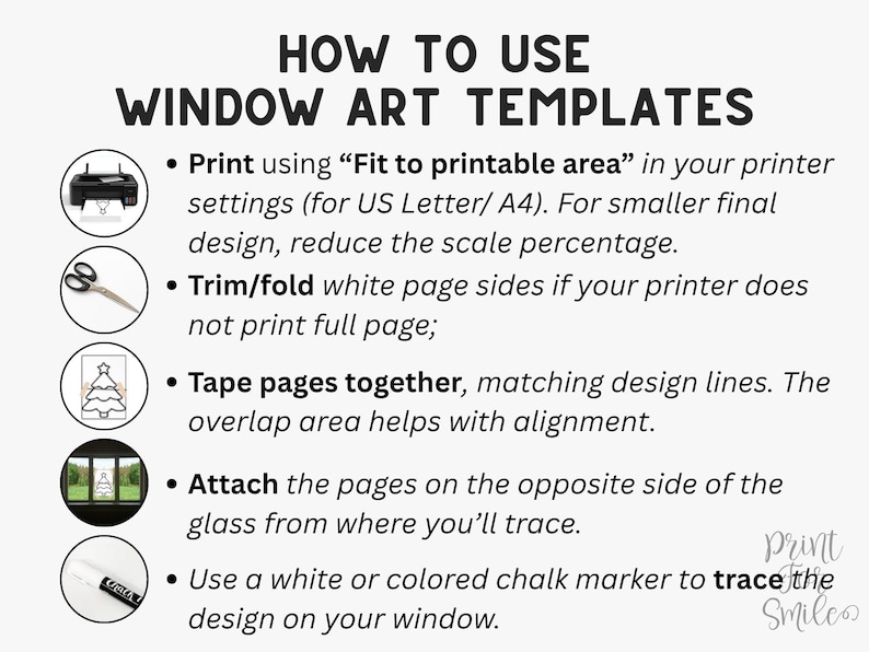 Large Christmas Village Window Art Template – Chalk Marker Printable ...