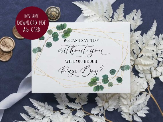 Will You Be Our Page Boy Card PRINTABLE Page Boy Proposal | Etsy