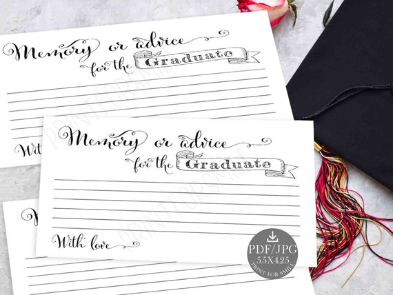 Graduation Memory Cards Advice PRINTABLE Party Decorations - Etsy