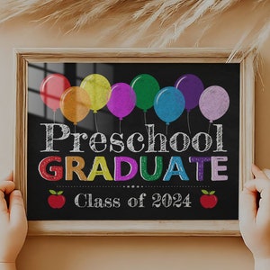 Preschool Graduation Sign Printable 2024 Graduate Chalkboard - Etsy