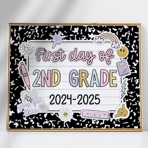 First Day of Second Grade Sign Pastel PRINTABLE, First Day of 2nd Grade ...