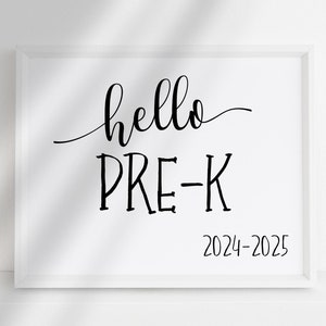 Hello Pre K Sign, First Day of Pre K, PRINTABLE, Instant Download - Etsy