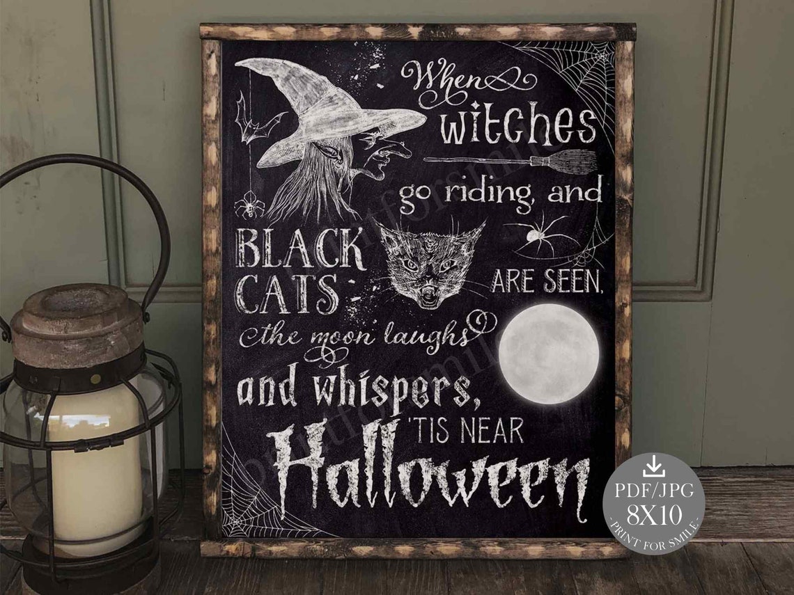 When Witches Go Riding Sign Halloween Wall Art PRINTABLE Decor - Etsy
