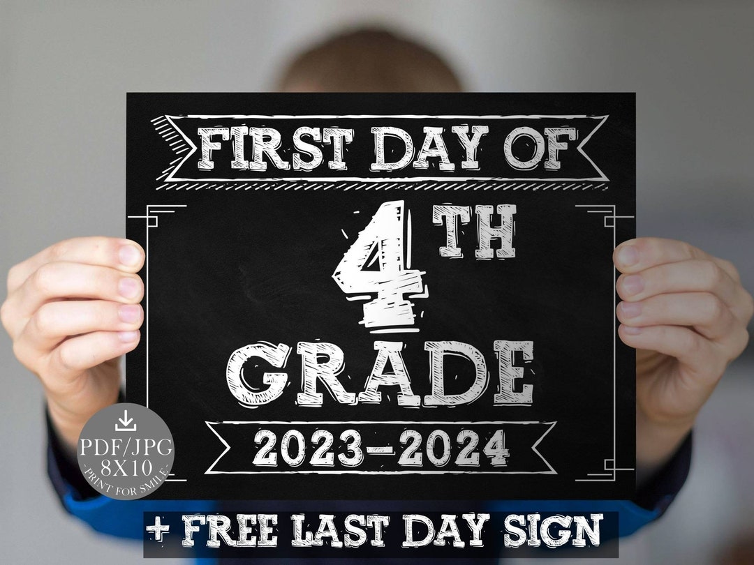 First Day of 4th Grade Sign PRINTABLE Fourth Grade Sign School - Etsy