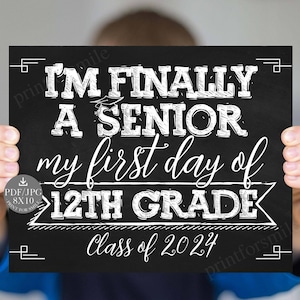 First Day of 12th Grade Sign Printable Chalkboard 2023 - Etsy