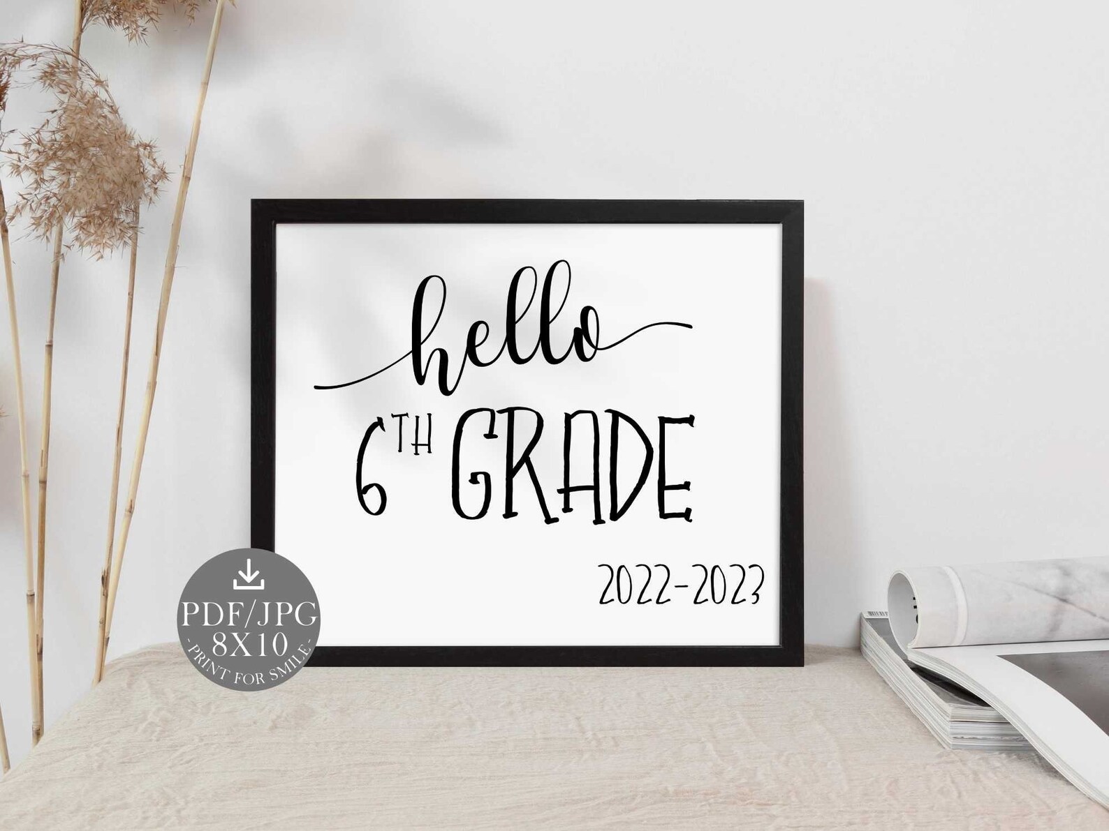 Hello 6th Grade Sign First Day of 6th Grade PRINTABLE - Etsy