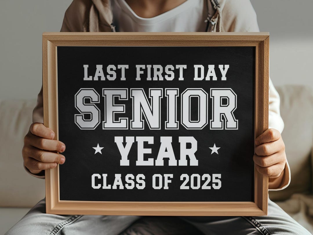 Primer día del último año de secundaria Letrero deportivo IMPRIMIBLE ...