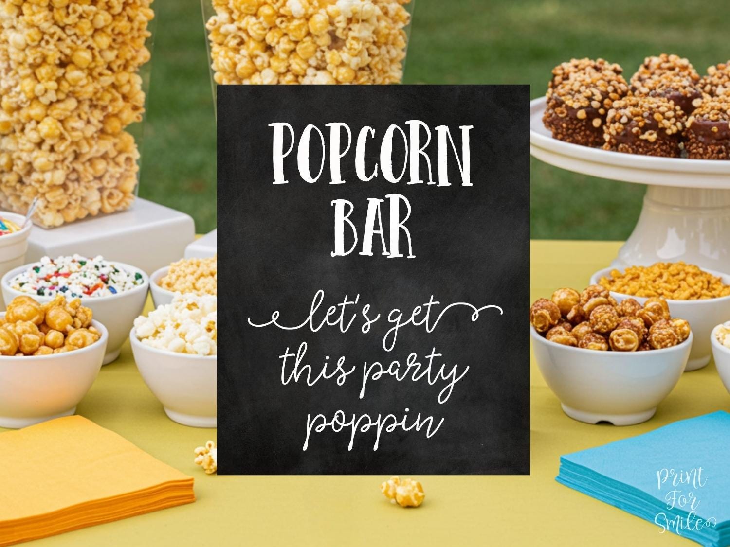 Popcorn Bar Sign PRINTABLE Graduation Sign, Grad Party Decor, Table ...