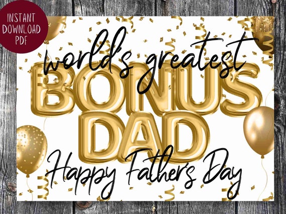 Fathers Day Card for Bonus Dad Printable - Etsy