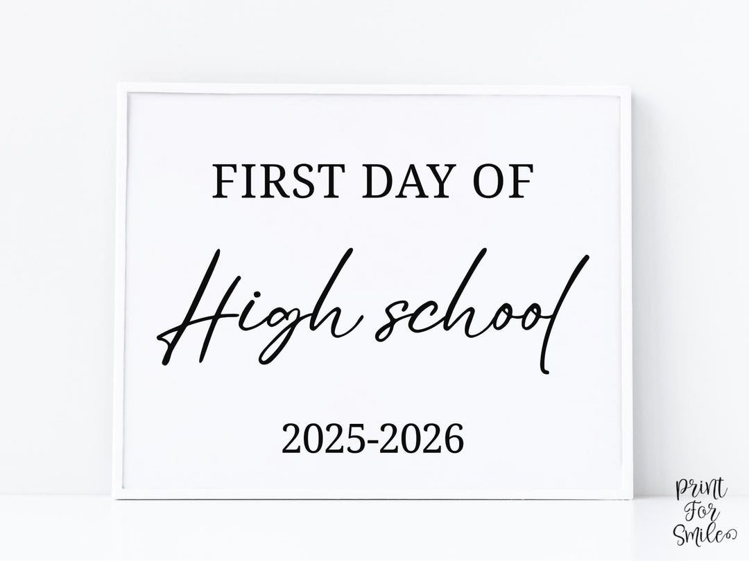 Modern First Day of High School Sign PRINTABLE 9th Grade Minimalist ...